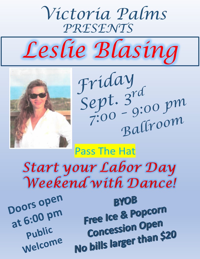 Dance with Leslie Blasing! Fun Time, Public Invited – Victoria Palms ...